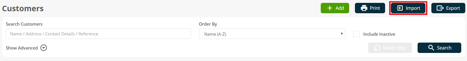 Joblogic Web – ‘All Customers’ screen